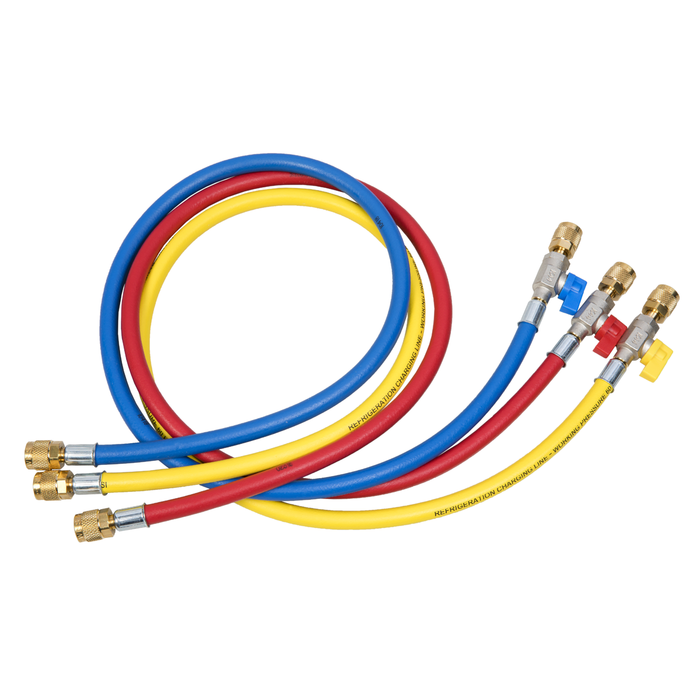 REFCO - Kit 3 flexibles de charge avec vanne 1,5 m